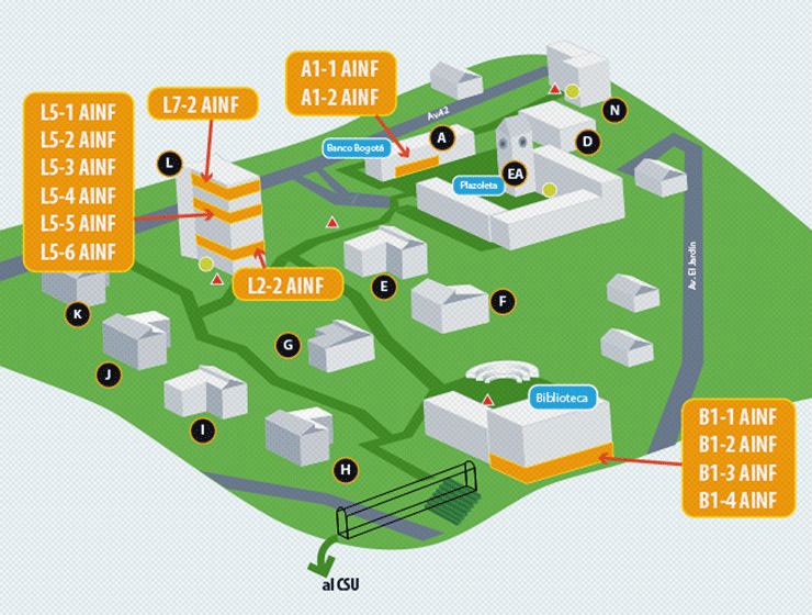 Mapa de ubicación de las Aulas de informática UNAB | Quiero ser UNAB